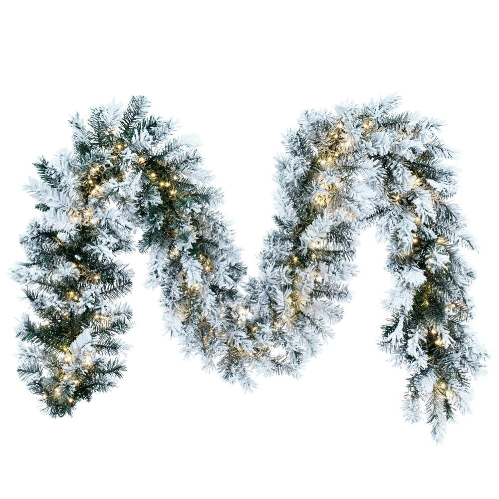The Holiday Aisle® 9' x 14" Frosted Glacier Pine Artificial Garland ...