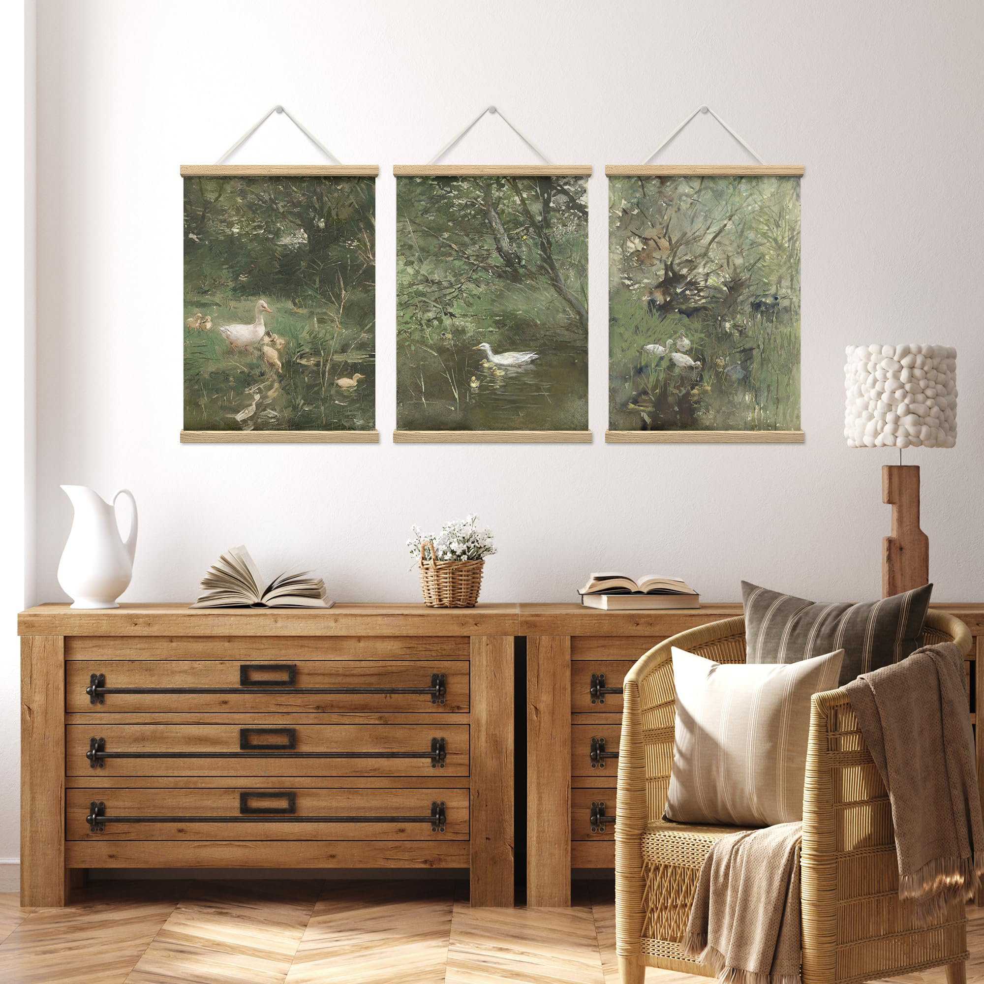 IDEA4WALL Rustic Countryside Pastoral Scenery and Wildlife Wall Hanging ...