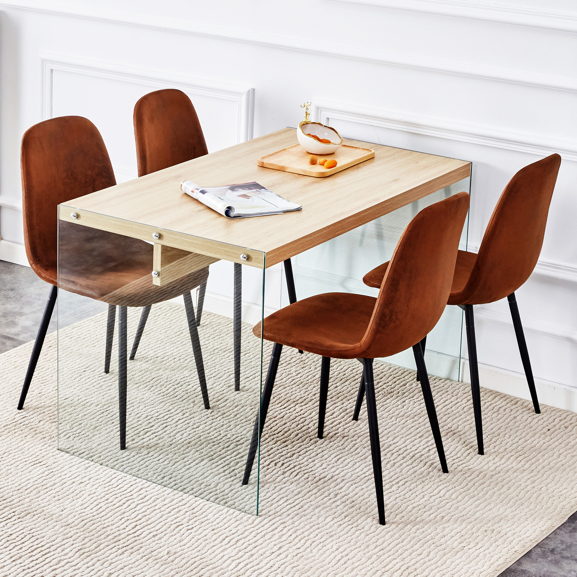 17 Stories Table And Chair Set.Wood Texture MDF Coffee Table ...