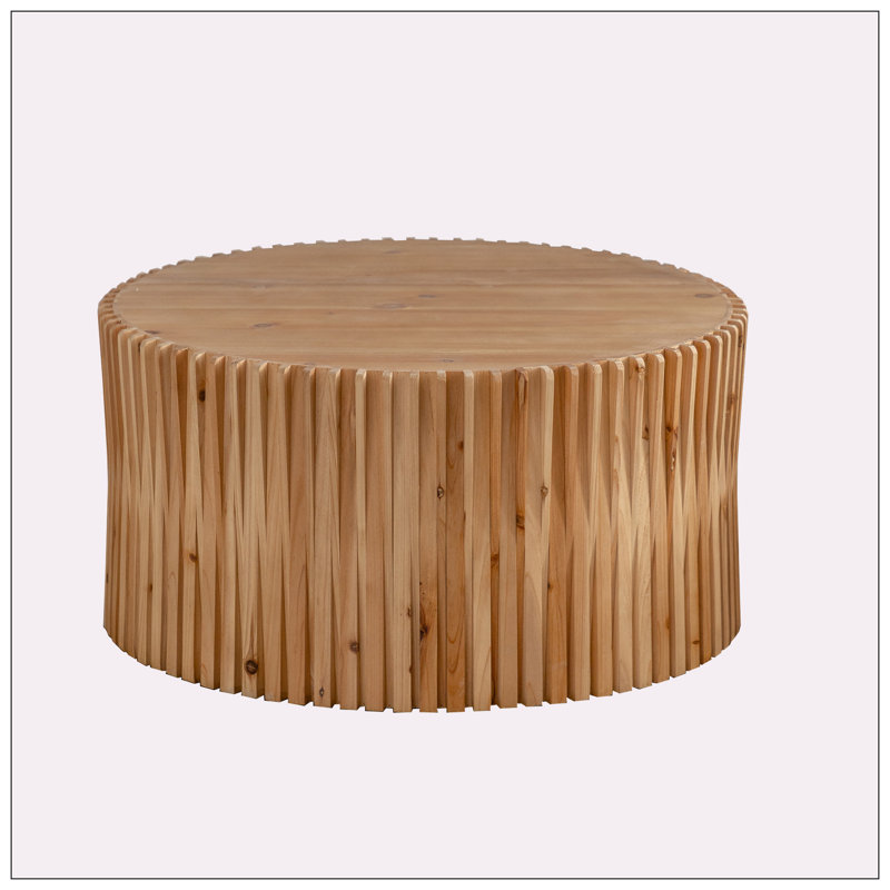 Brayden Studio® 31.5" Cylindrical Coffee Table with Vertical Texture ...