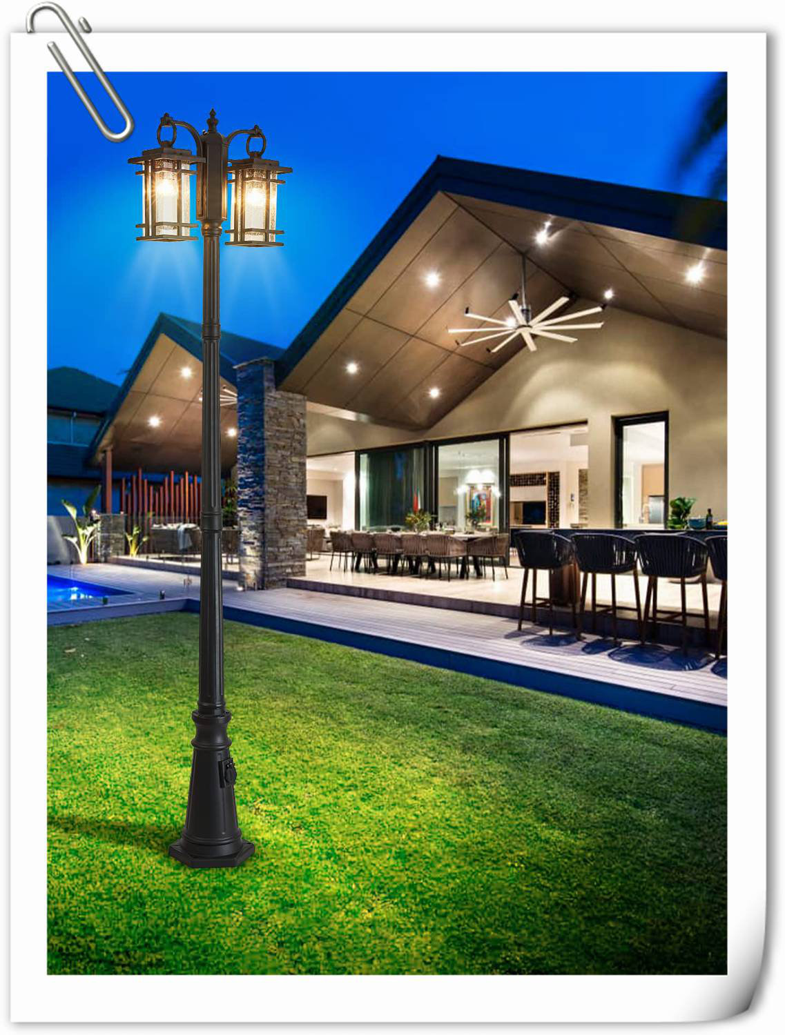 Red Barrel Studio® Retro Double Head Outdoor Post Light Dusk To Dawn ...