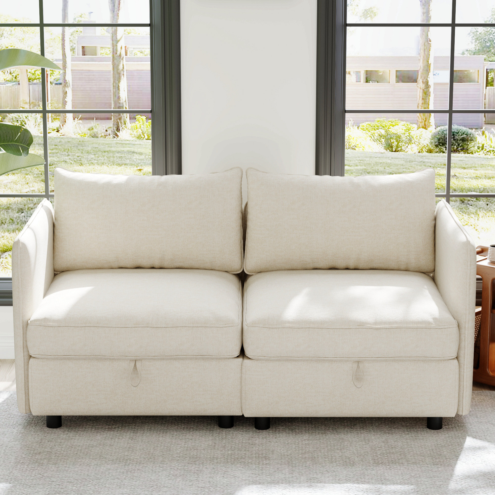 Mercer41 Love Seat Couches, 2 Seater Loveseat Mid Century Modern Sofa ...