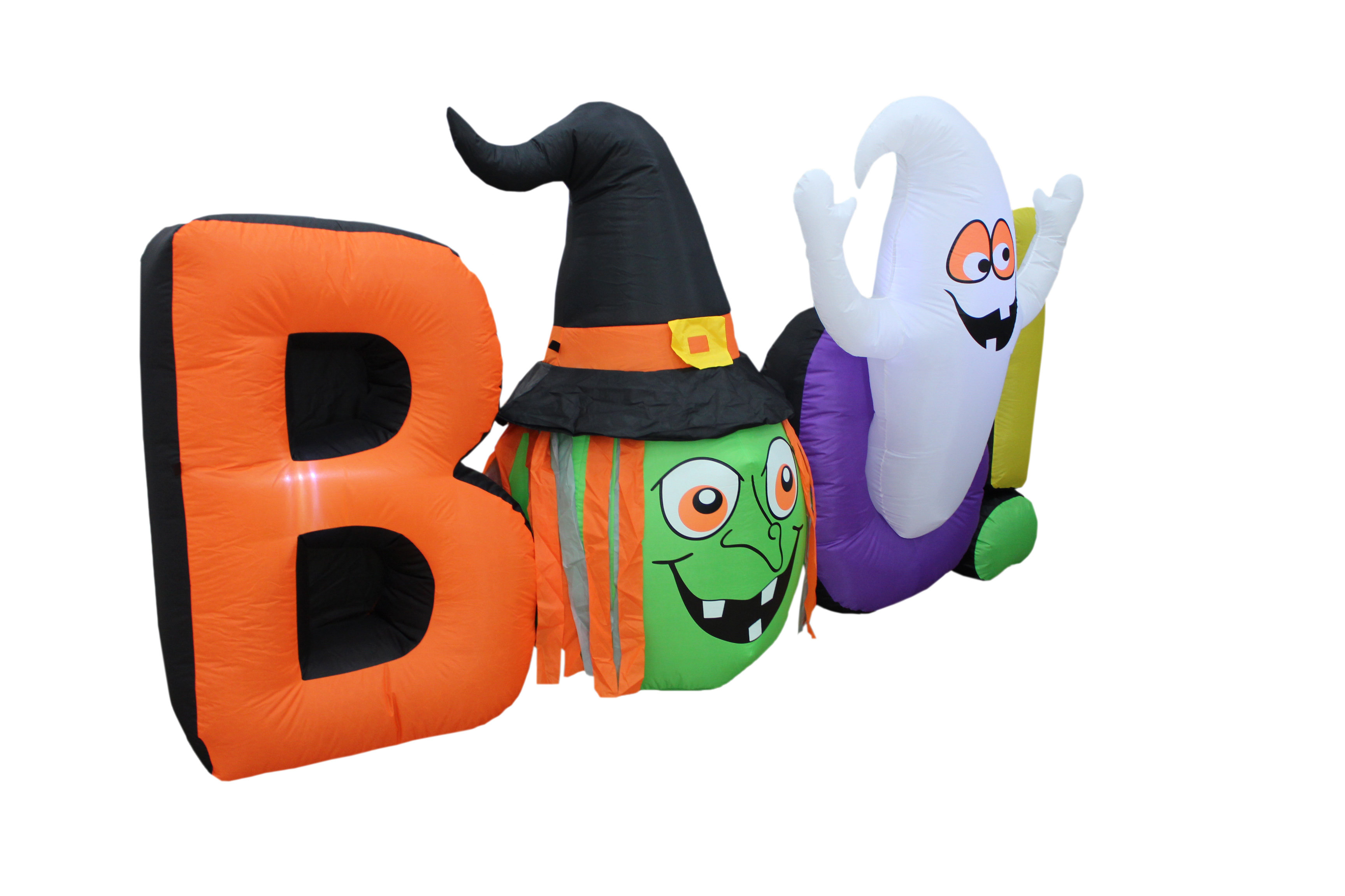 The Holiday Aisle® 8 Foot Long Lighted Happy Halloween Inflatable Witch ...
