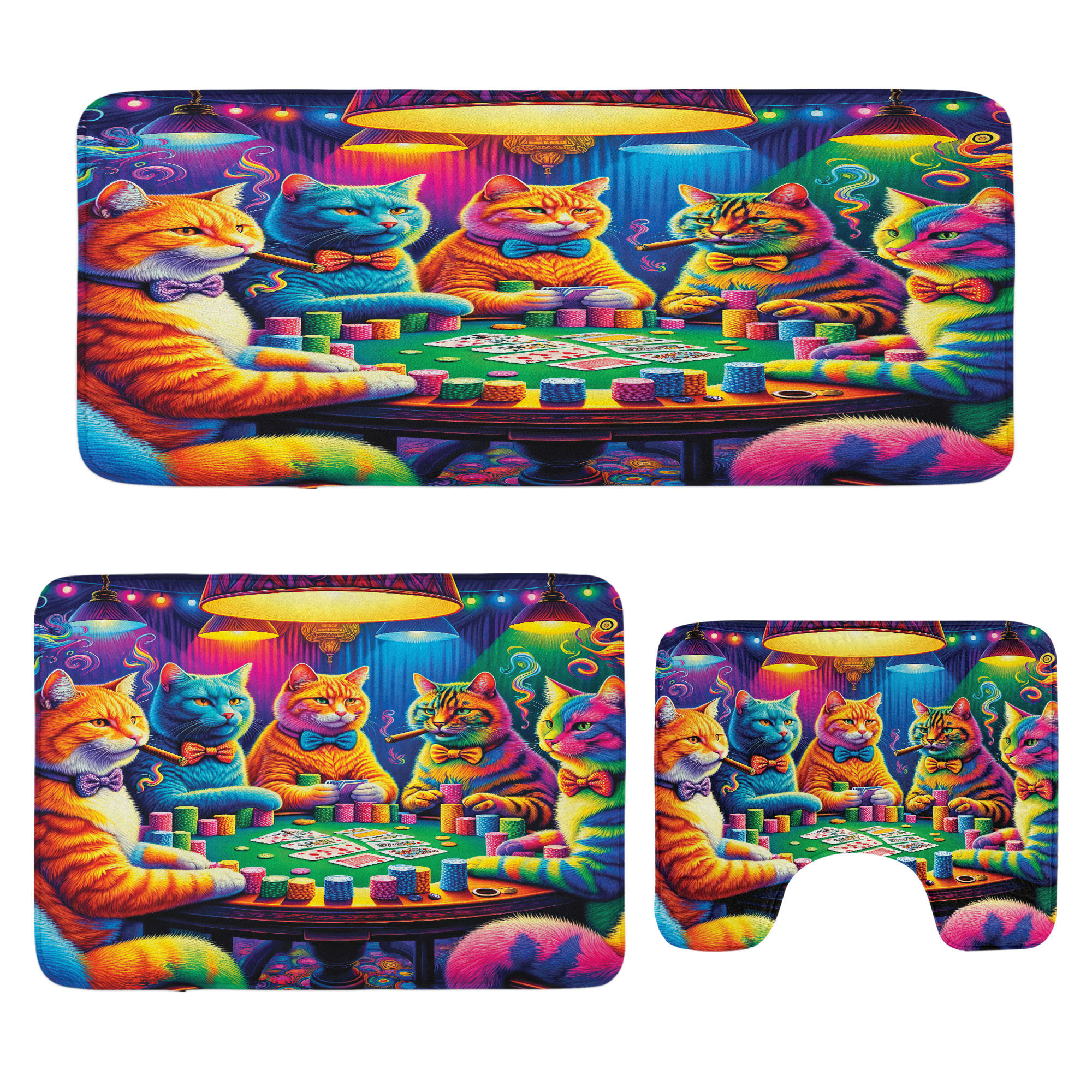 East Urban Home Cat Bathroom Rug Set 3 Pieces U-Shape & Rectangle Mats ...