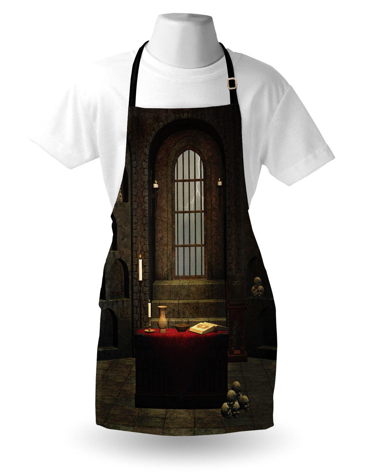 East Urban Home Gothic Apron Unisex, Room Skulls, Adult Size, Red Brown ...