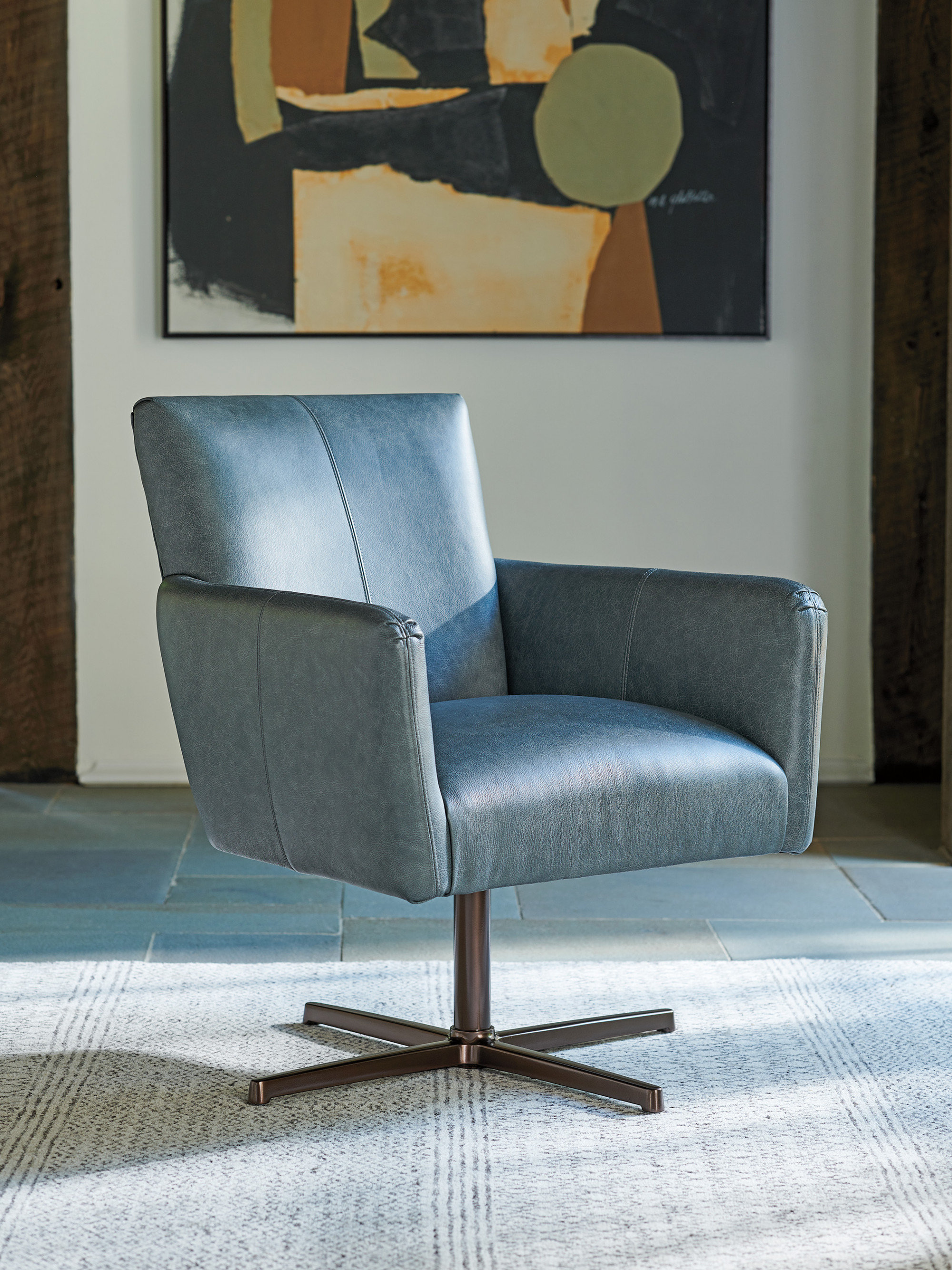 Barclay Butera MacArthur Park Brooks Leather Swivel Chair | Wayfair
