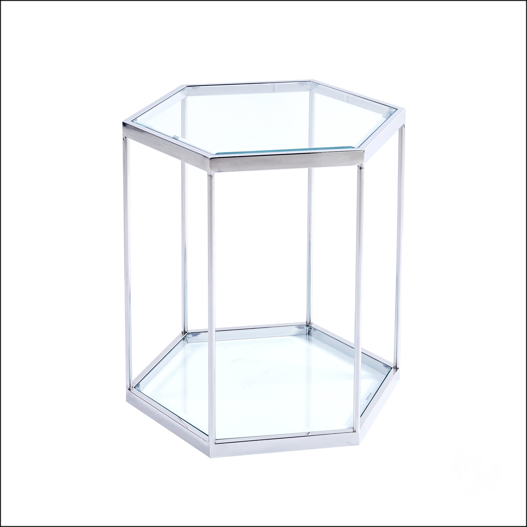Wrought Studio™ Modern Glass End Table With Stainless Steel Frame | Wayfair