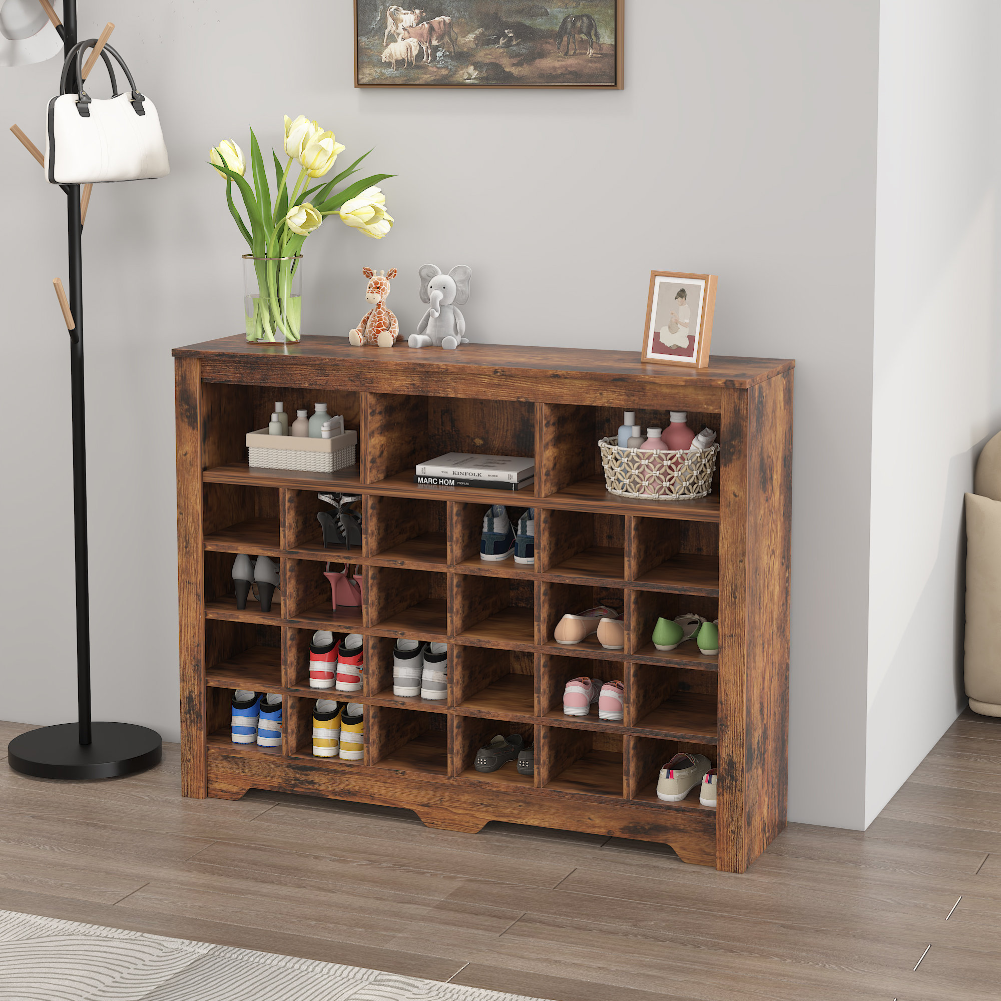 Hokku Designs 24 Shoe Cubby Console Storage Cabinet White - Wayfair Canada