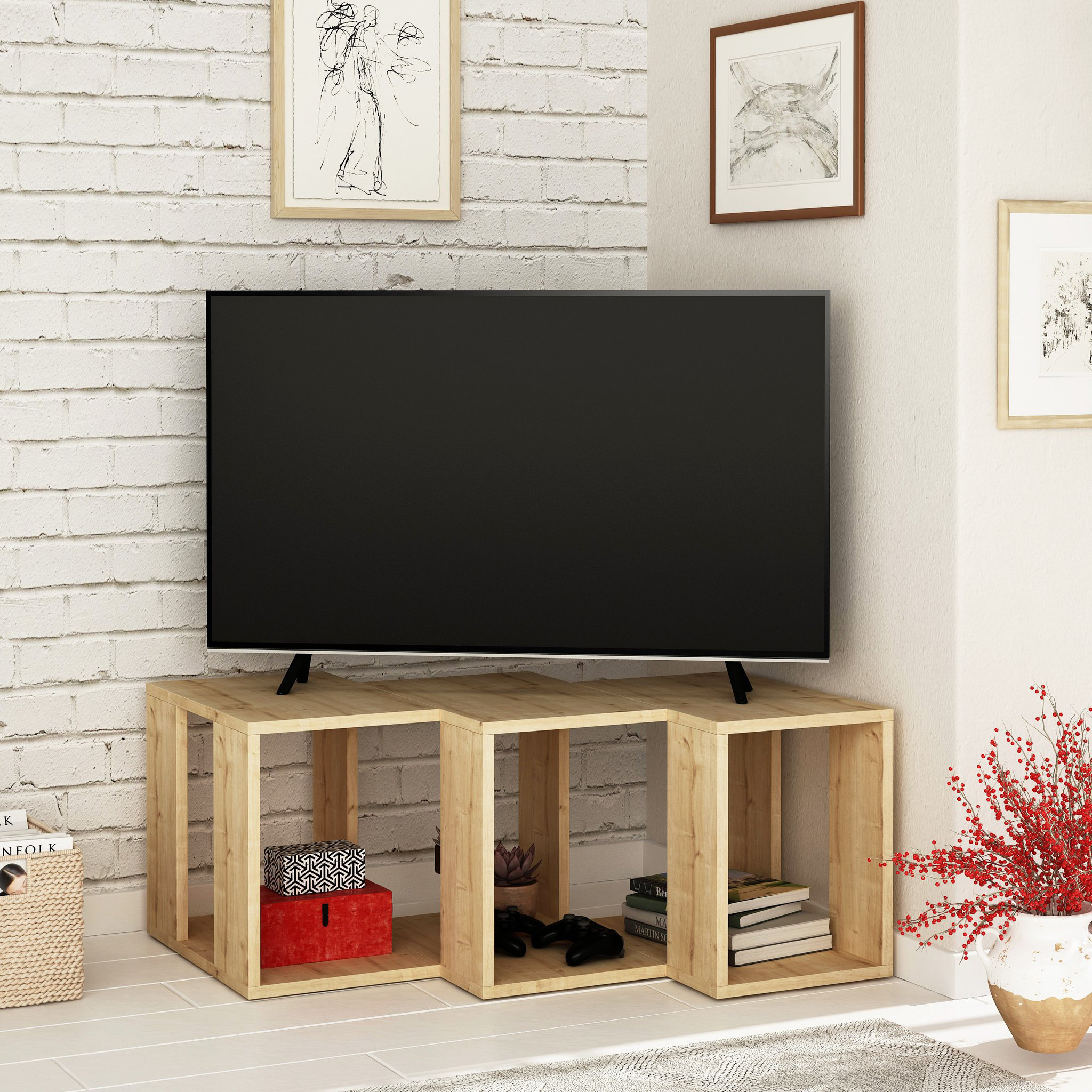 Ebern Designs Meuble télé de coin pour téléviseur de 50 po ou moins ...