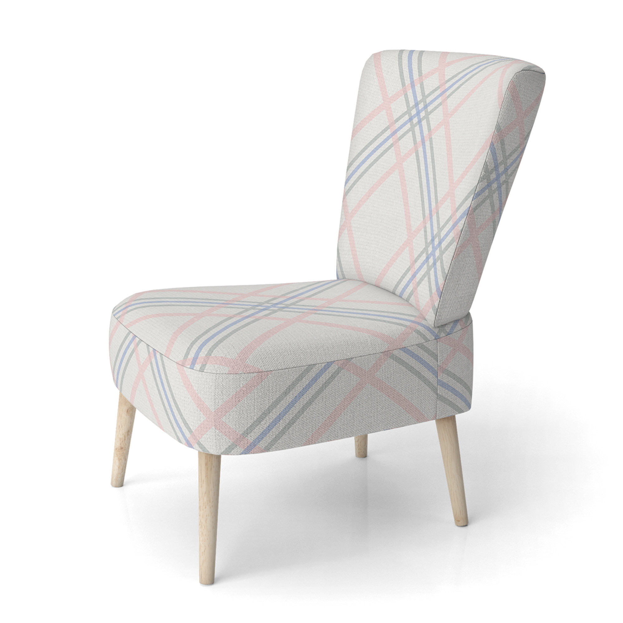 Dakota Fields Cream And Blue Checked Tartan - Upholstered Patterned ...