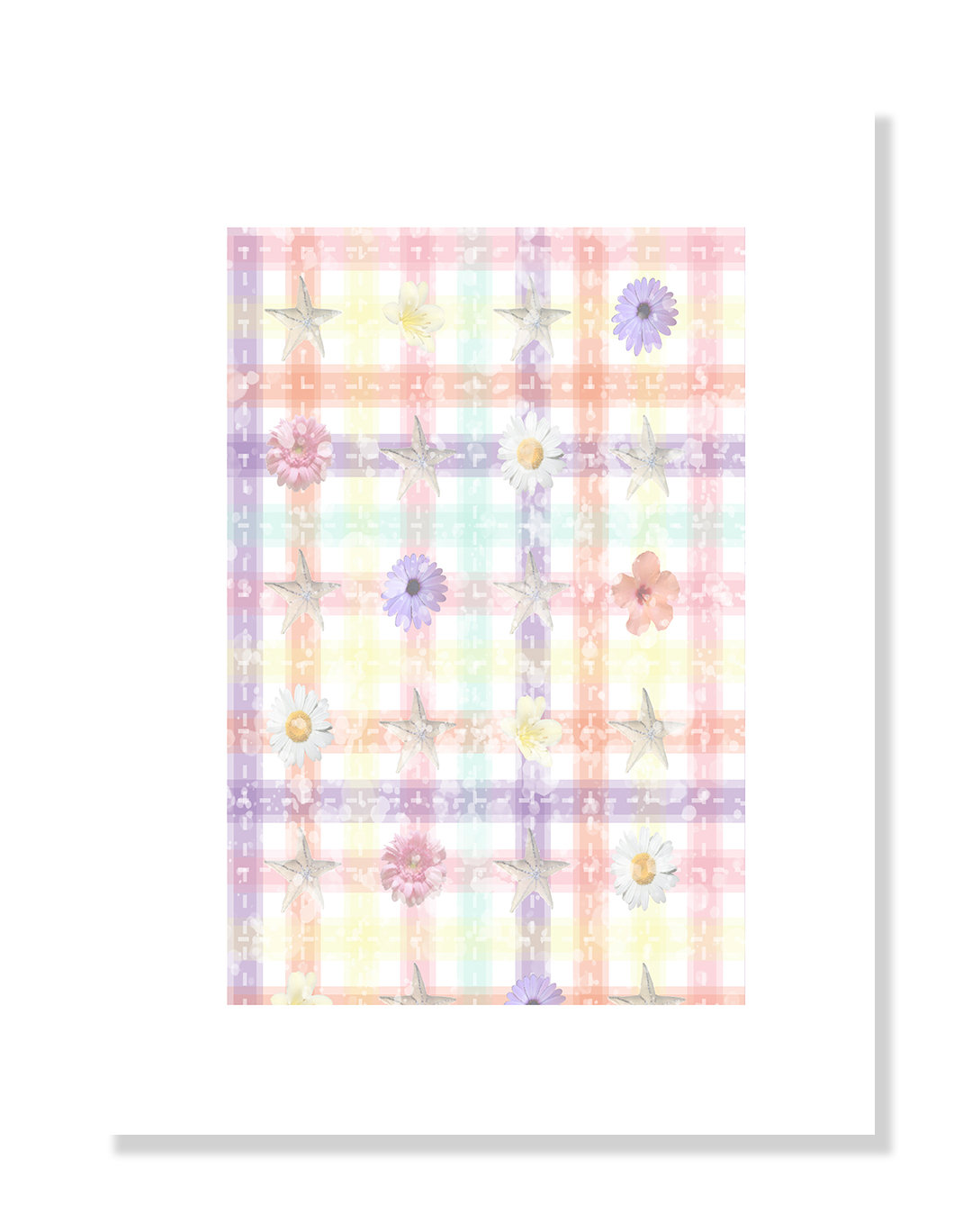 Casa Fine Arts Juvenile Whimsical Plaid with Flowers Paper Print ...