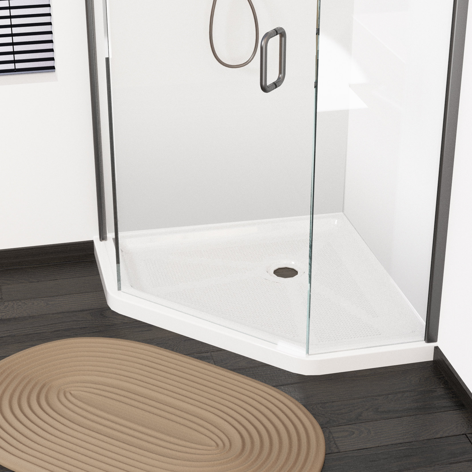 CKB 38" W x 38" D White Neo-Angle Double threshold Shower Base ...