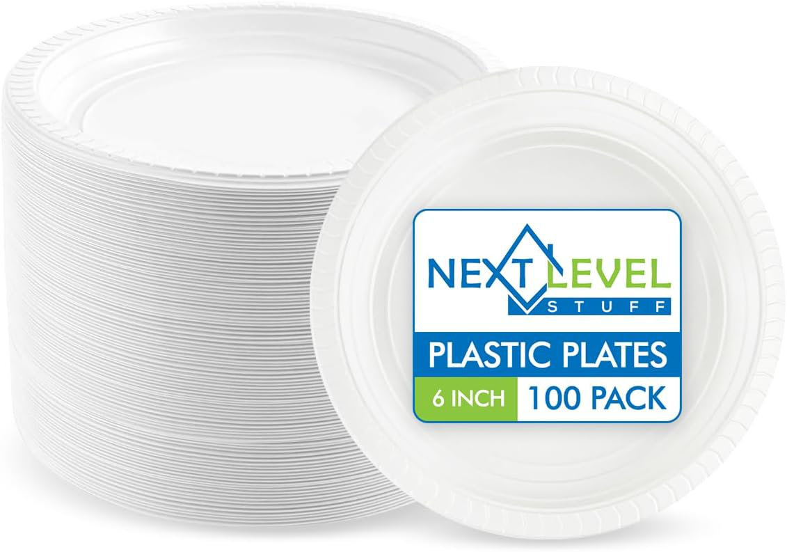 Next Level Stuff Plastic Plates Disposable and Microwavable for ...