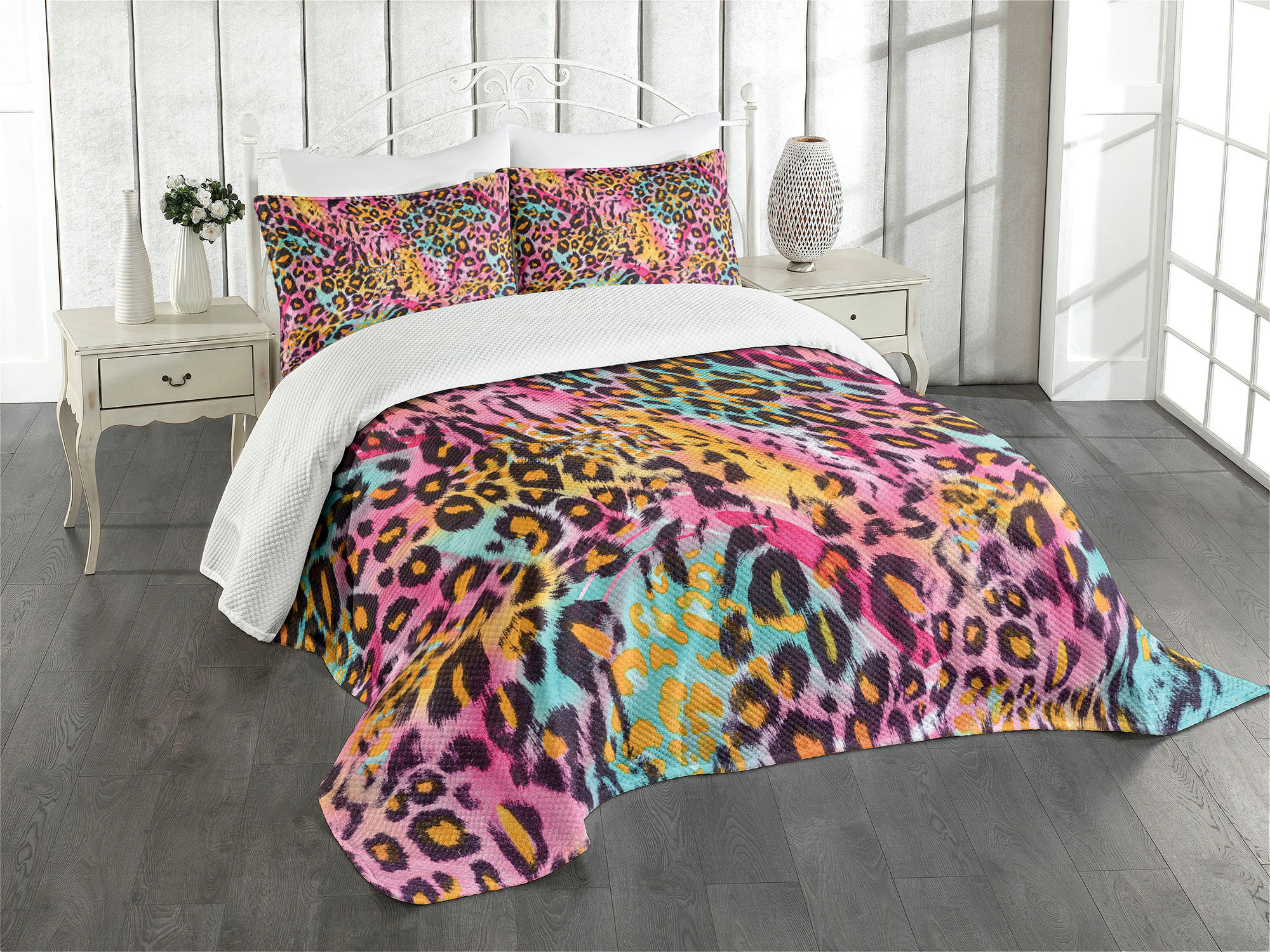 Ambesonne Leopard Print Bedspread Set Mottled Camo Multicolor | Wayfair