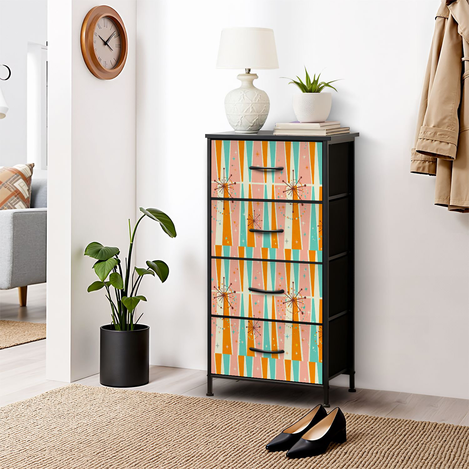 Latitude Run® Mid Century Modern 4 Drawer Dresser for Bedroom, Narrow ...