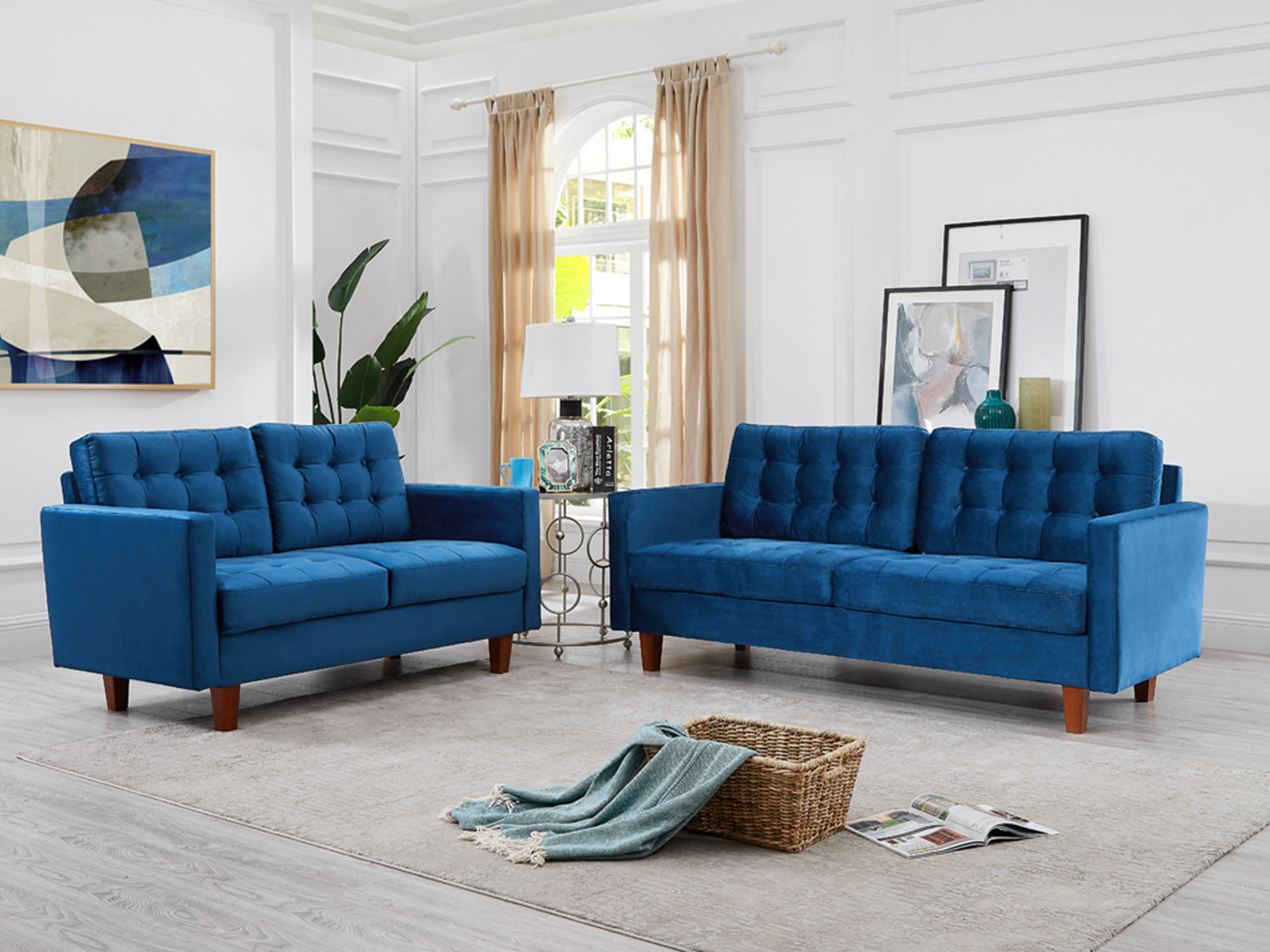 Ebern Designs Miliou 57" Velvet Square Arm Loveseat - Wayfair Canada