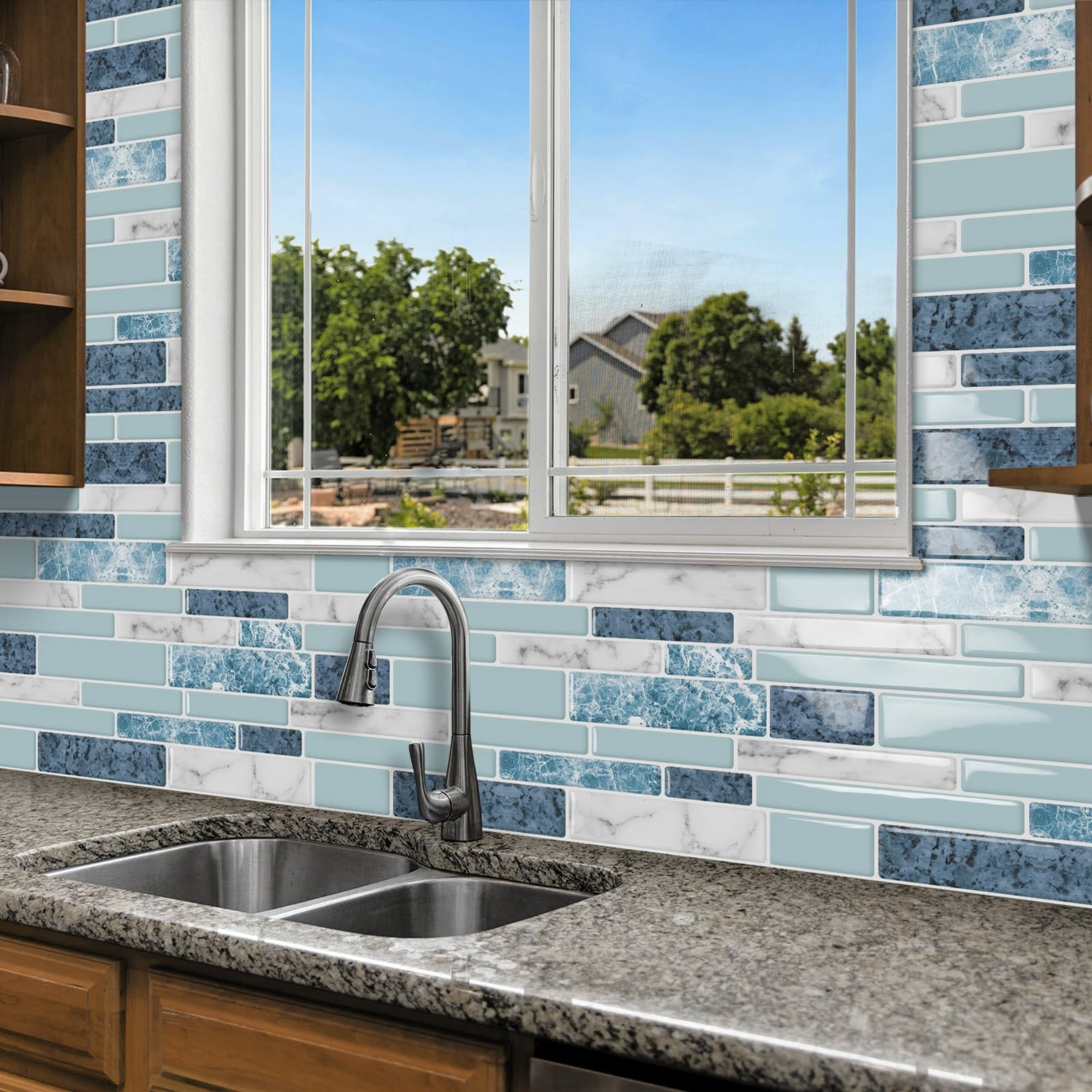 HANGZHOUQIHUI Peel And Stick On Self Adhesive Backsplash Wall Marble ...