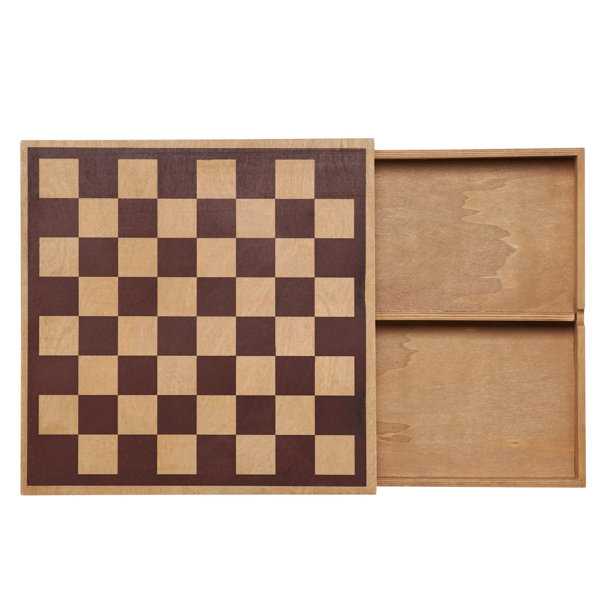 American Art Decor Wood Chess and Checkers Board Game Tabletop Set ...