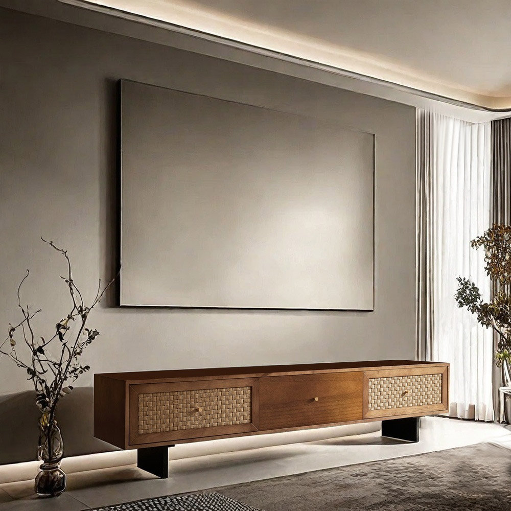 Finaewg Japanese style minimalist woven TV stand | Wayfair