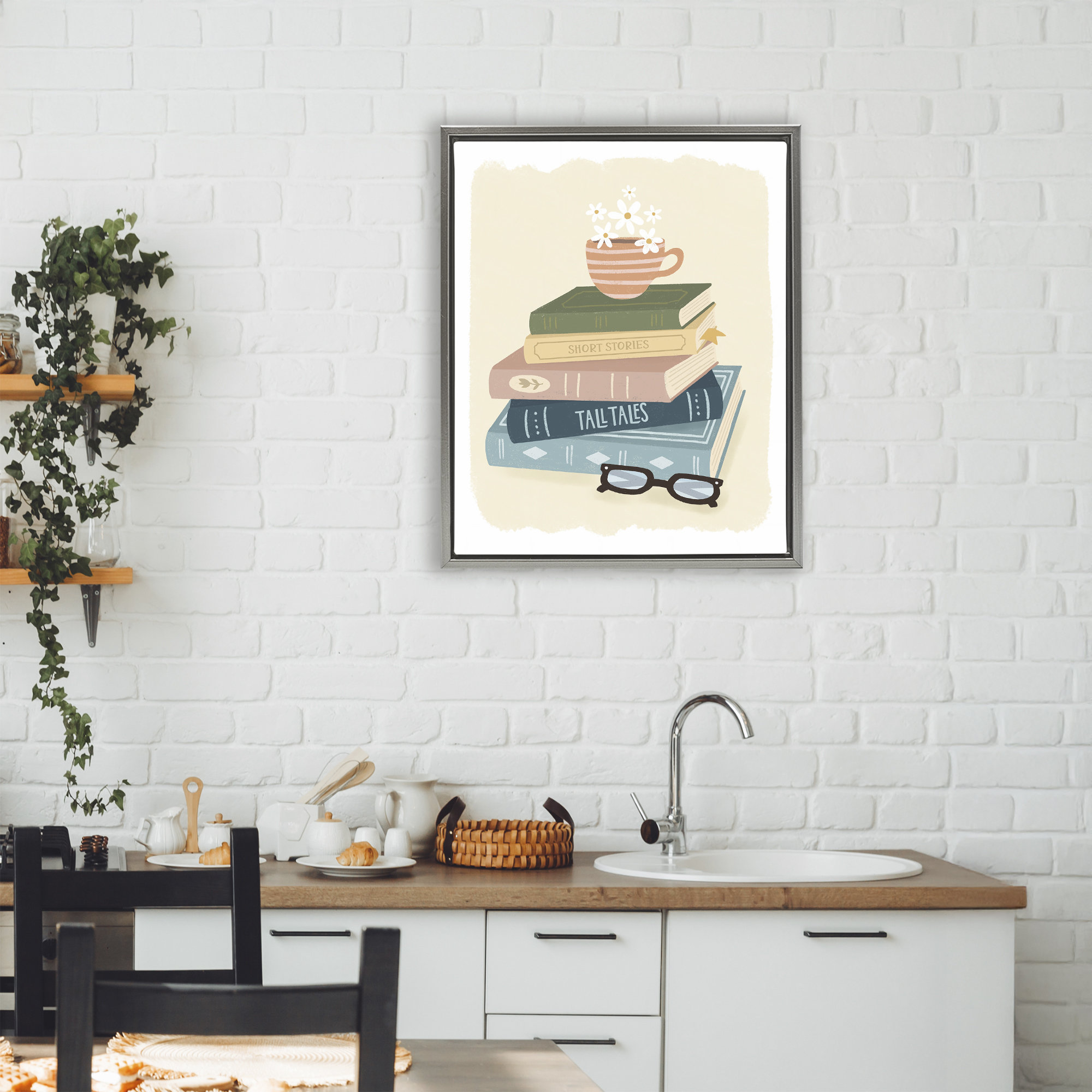 Hokku Designs Minimal Book Stack with Glasses Floating Frame, design by ...