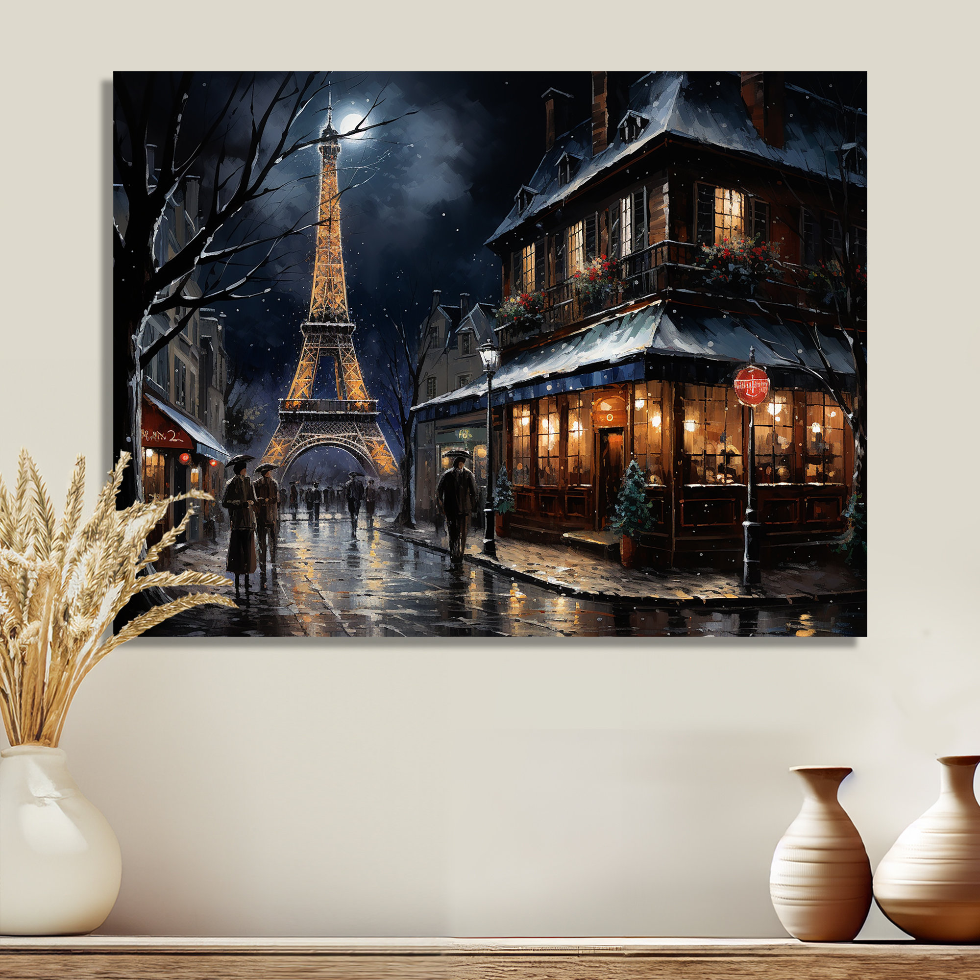 Winston Porter Vagabond Paris Bar Eiffel Tower Full Moon - City Paris ...