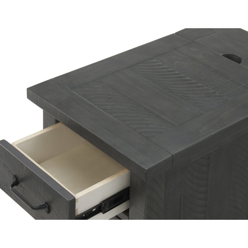 Gracie Oaks Jakendra Solid Wood End Table with Storage and Built-In ...