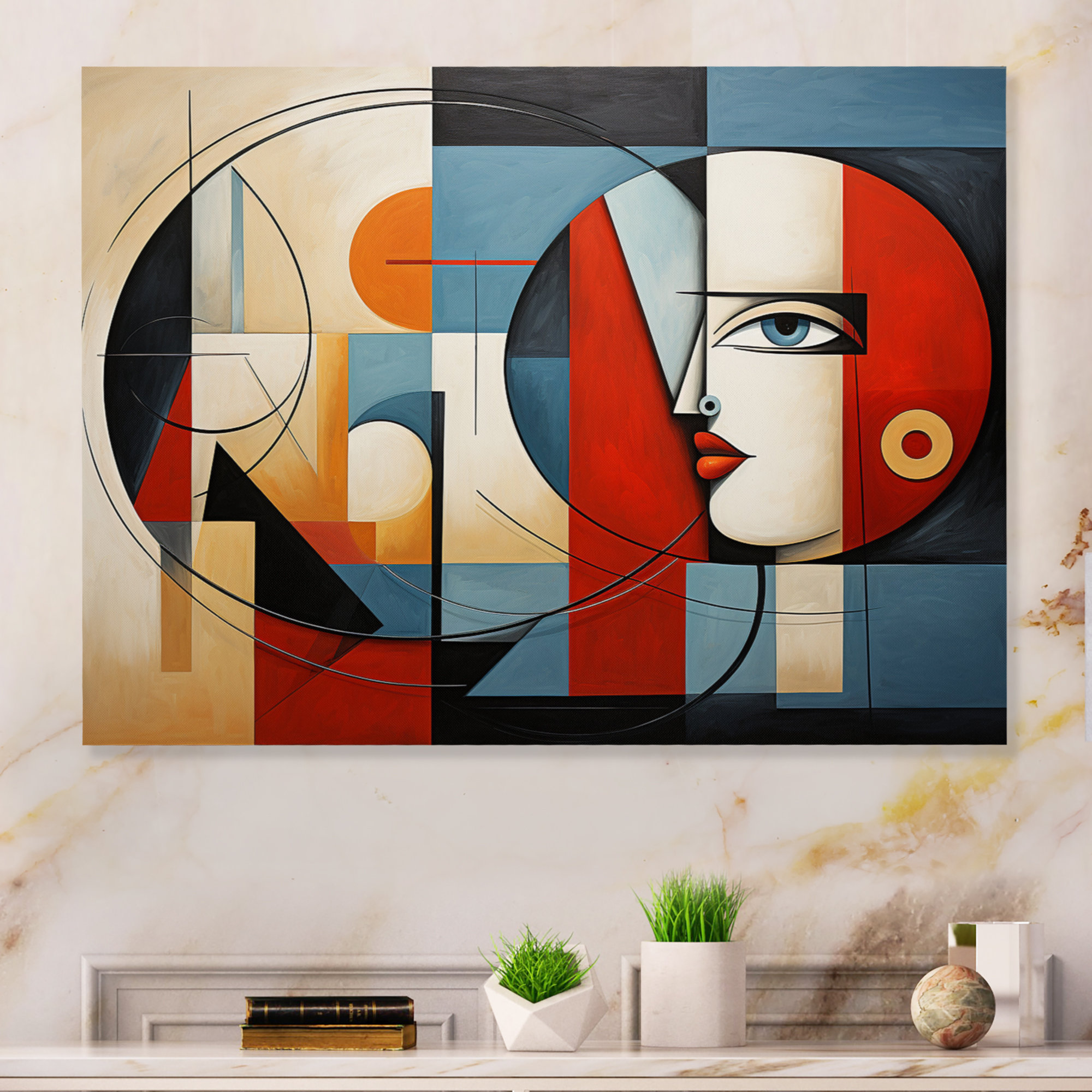 Wrought Studio™ Cubism Geometric Portrait VII - Cubism Print on Metal ...