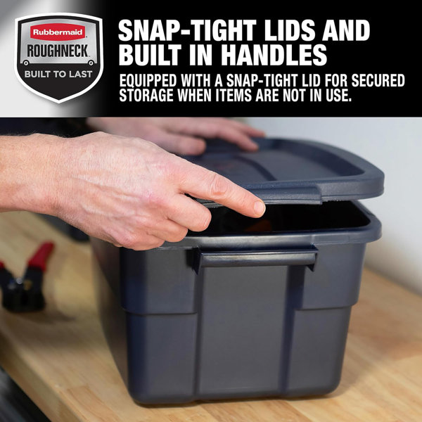 Rubbermaid Roughneck 3 Gal Storage Bins with Lids, 6-Pack Dark Indigo ...