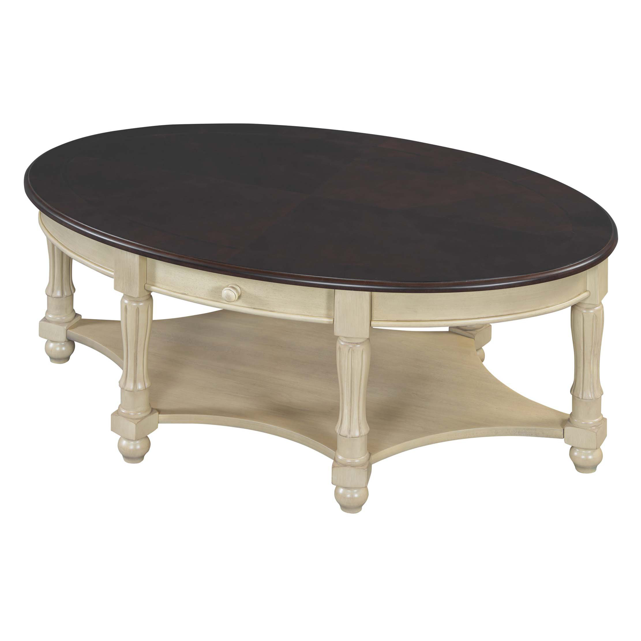 Alcott Hill® Vintage Oval Coffee Table With Drawer And Storage Shelf ...