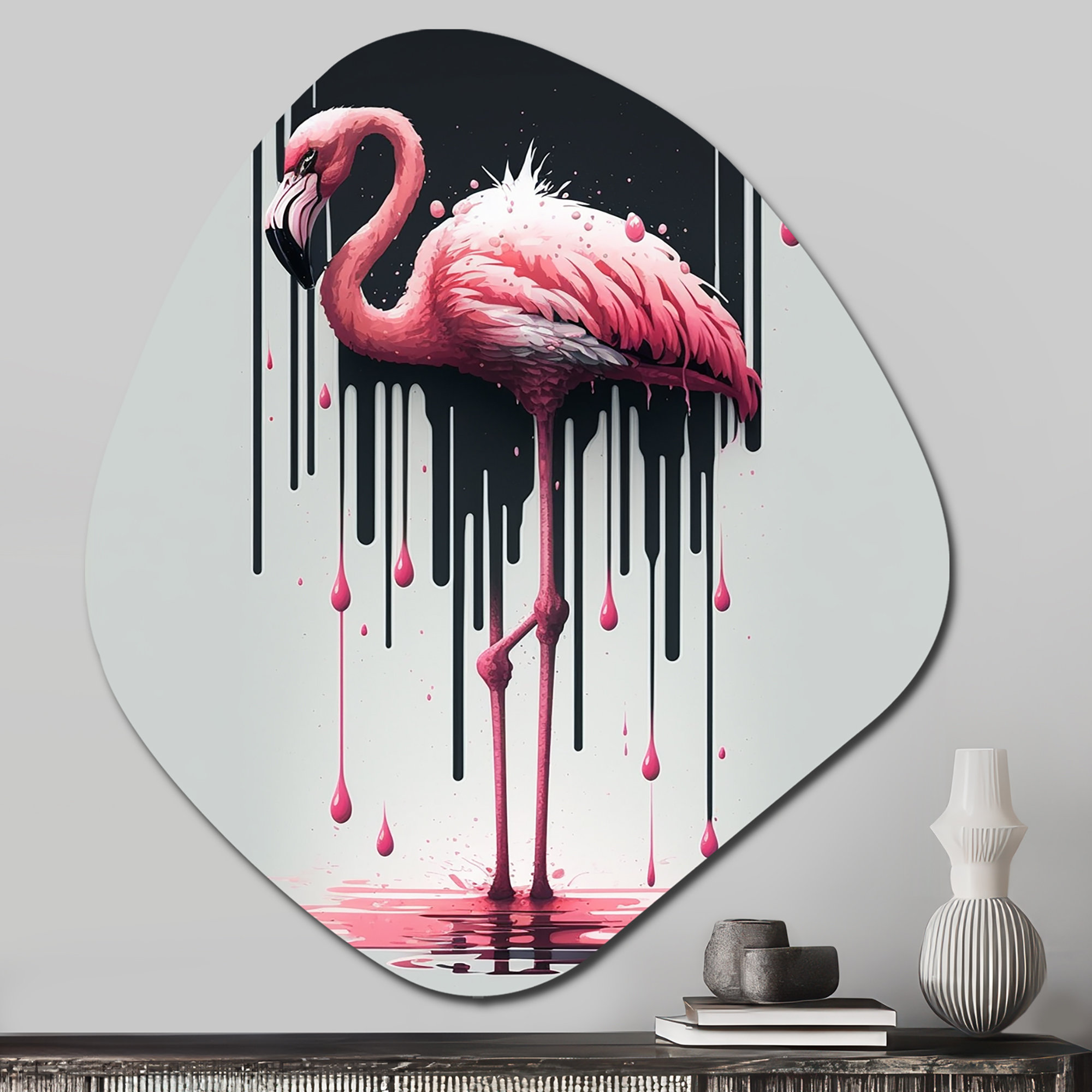 Bay Isle Home™ Flamingo With Paint Dripping1 - Flamingo Nebula Shape ...