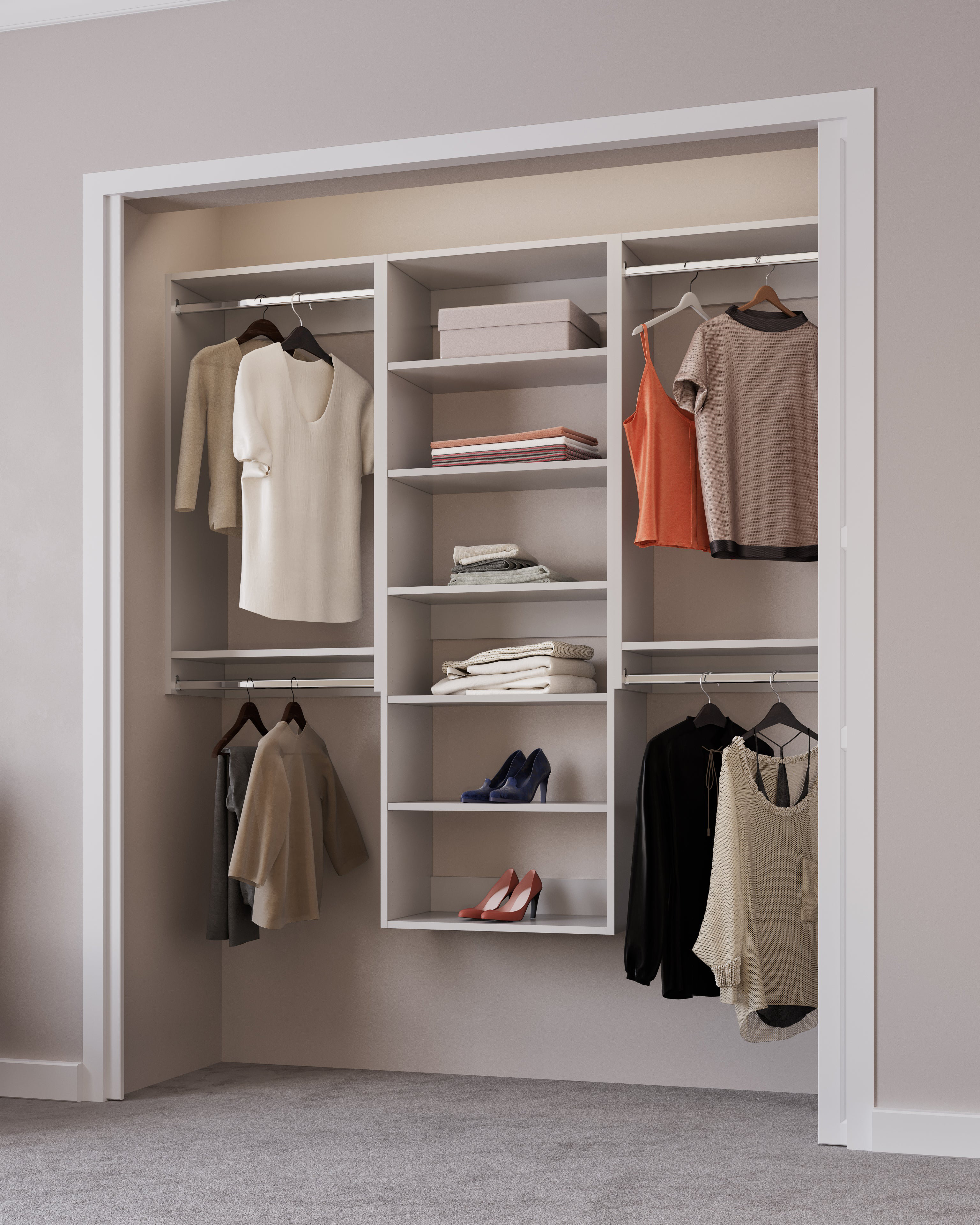 Modular Closets Closet System Walk-In Sets, 2 Double Hanging Unit with ...