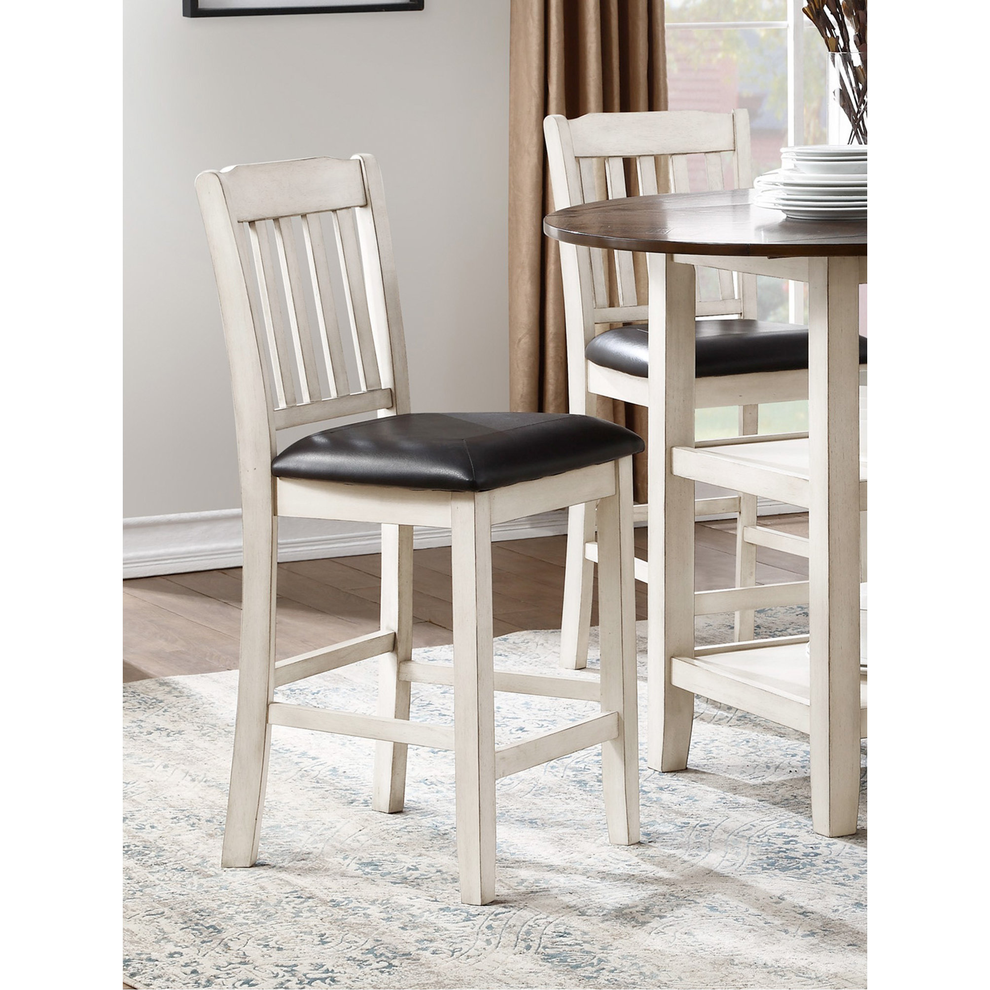 One Allium Way Set Of 2Pc Counter Height Chairs Dark Brown Seat Faux ...