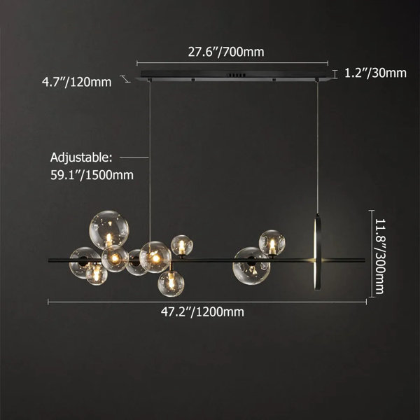 George Oliver Janal Bubi Modern Black Island Pendant Light For Kitchen ...