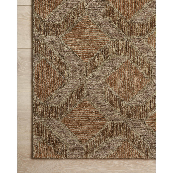 Union Rustic Kadidia Geometric Hand Tufted Wool Area Rug in Rust/Bark ...