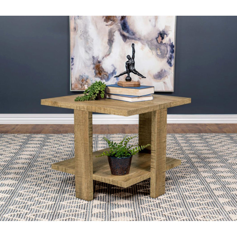 Loon Peak® Gethro Square End Table with Bottom Shelf in Mango | Wayfair