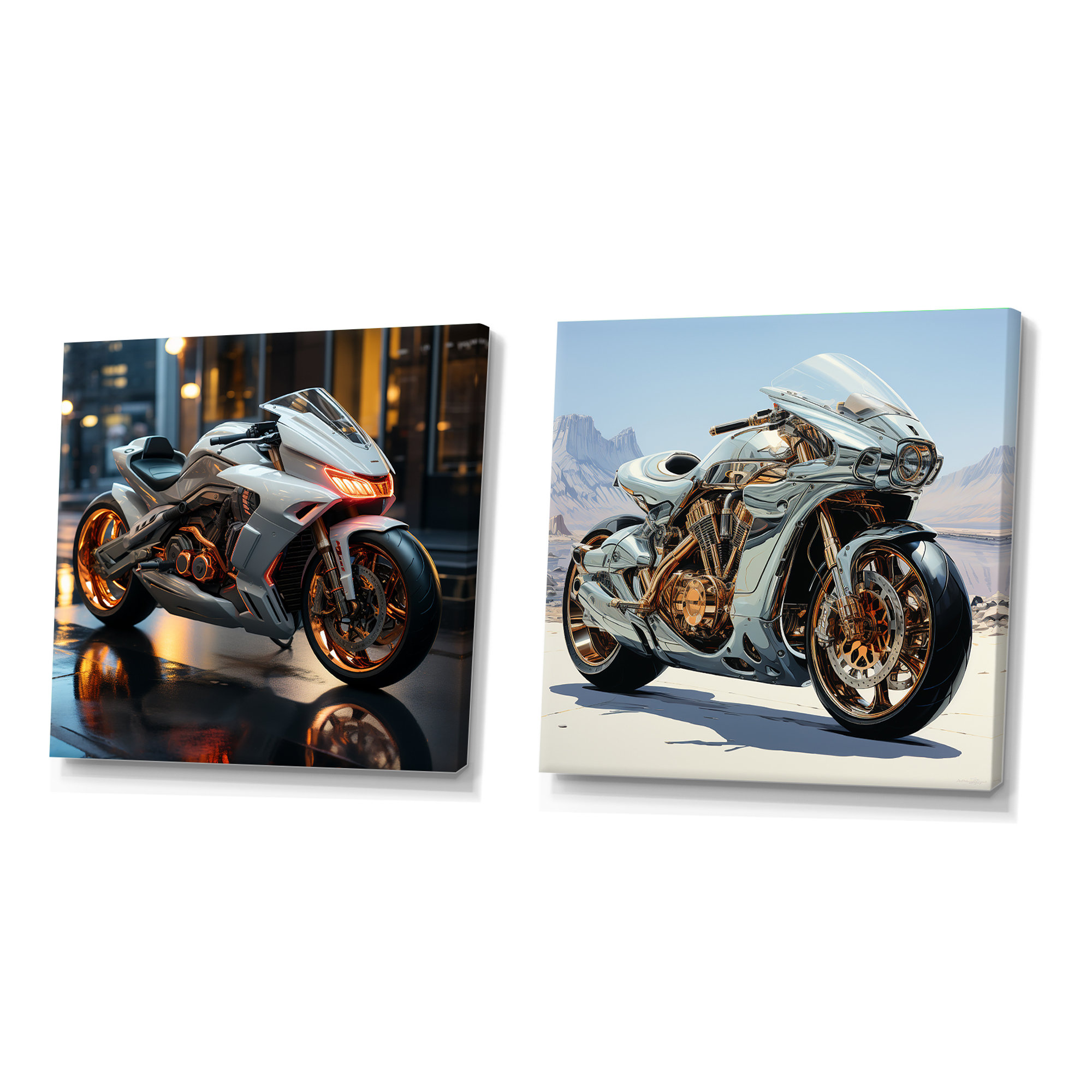 17 Stories Futuristic Speedster - Motorcycle Square Collage Set Of 2 ...