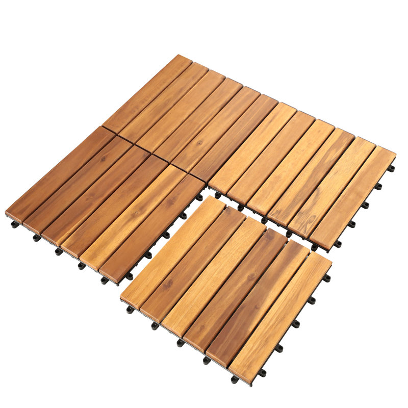 Symple Stuff 12" X 12" Wood Interlocking Deck Tile (set Of 27 ...