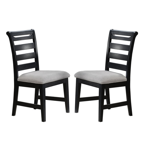 Lark Manor Set Of 2 Upholstered Dining Chairs With Ladder-Back In Black ...
