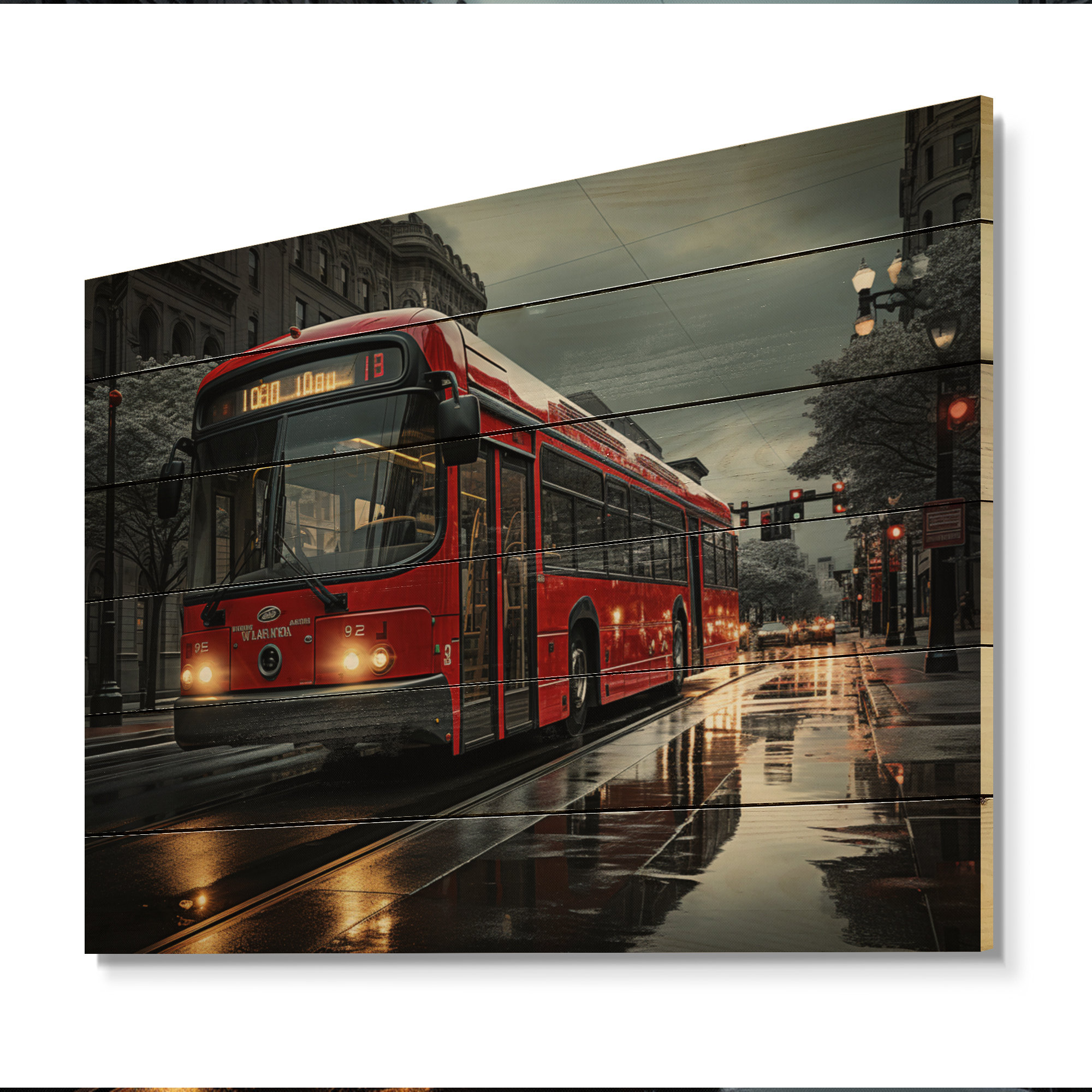 Latitude Run® Red City Bus Rhythm II On Wood Print - Wayfair Canada