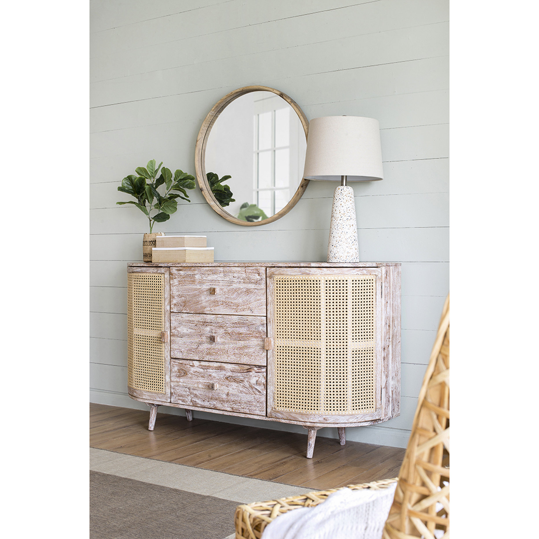 Dakota Fields 33-inch Tall Tv Desk With Cane Doors And Chic Style ...