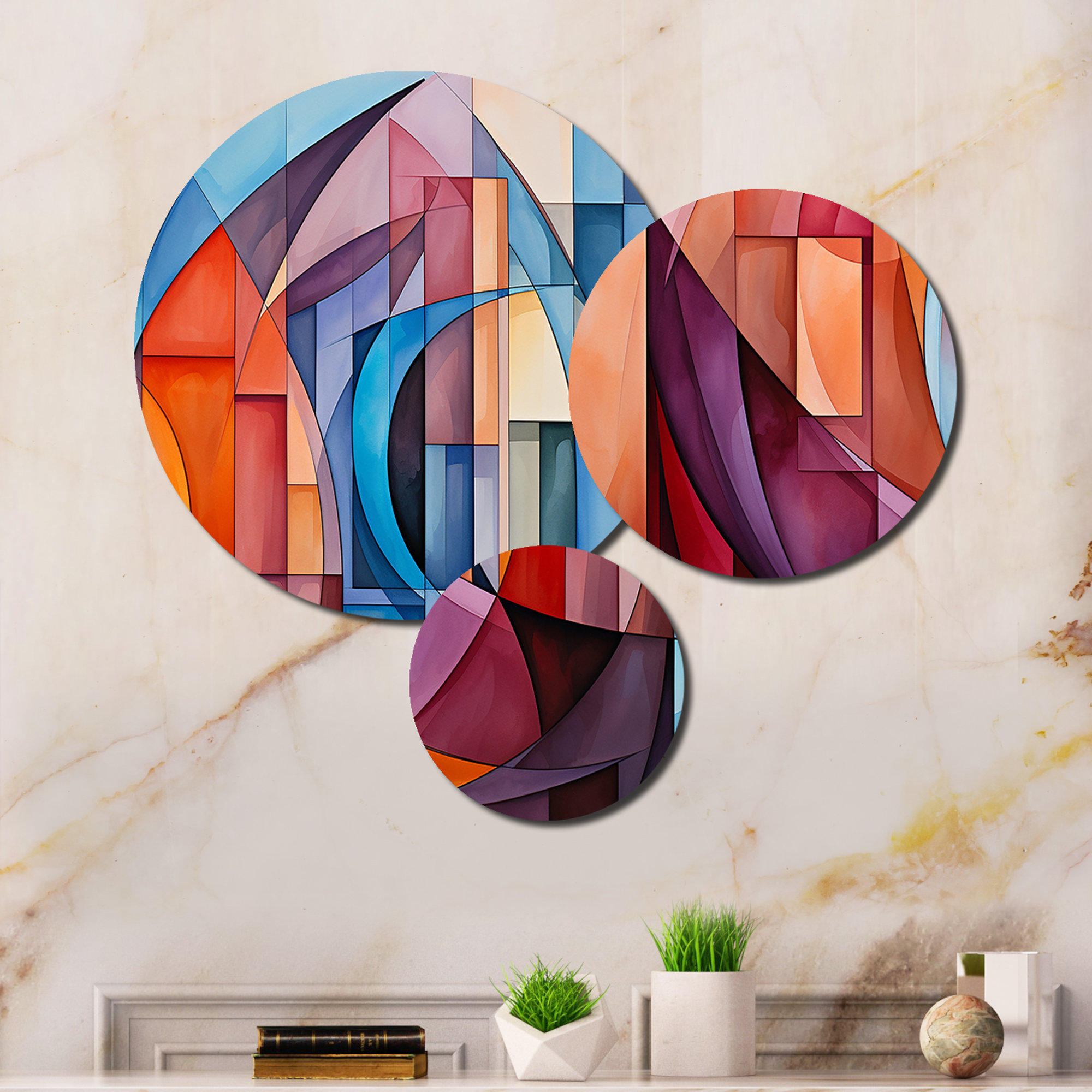Design Art 3 Cubism Rainbow Forms II Wall Decor Set | Wayfair