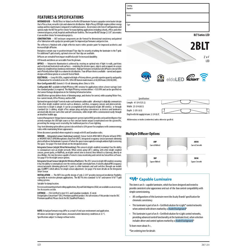 Lithonia Lighting BLT Series 2' x 4' LED Troffer & Reviews | Wayfair