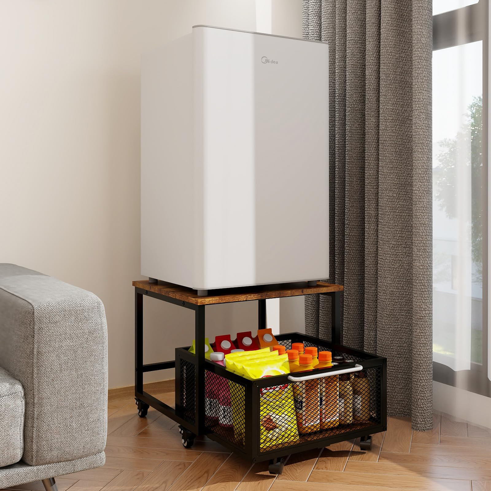 17 Stories 19.7X19.7In Fridge Stand With Storage Mobile Beverage ...