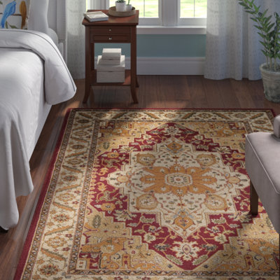 Fleur De Lis Living Demarcus Performance Beige/Maroon Rug & Reviews ...