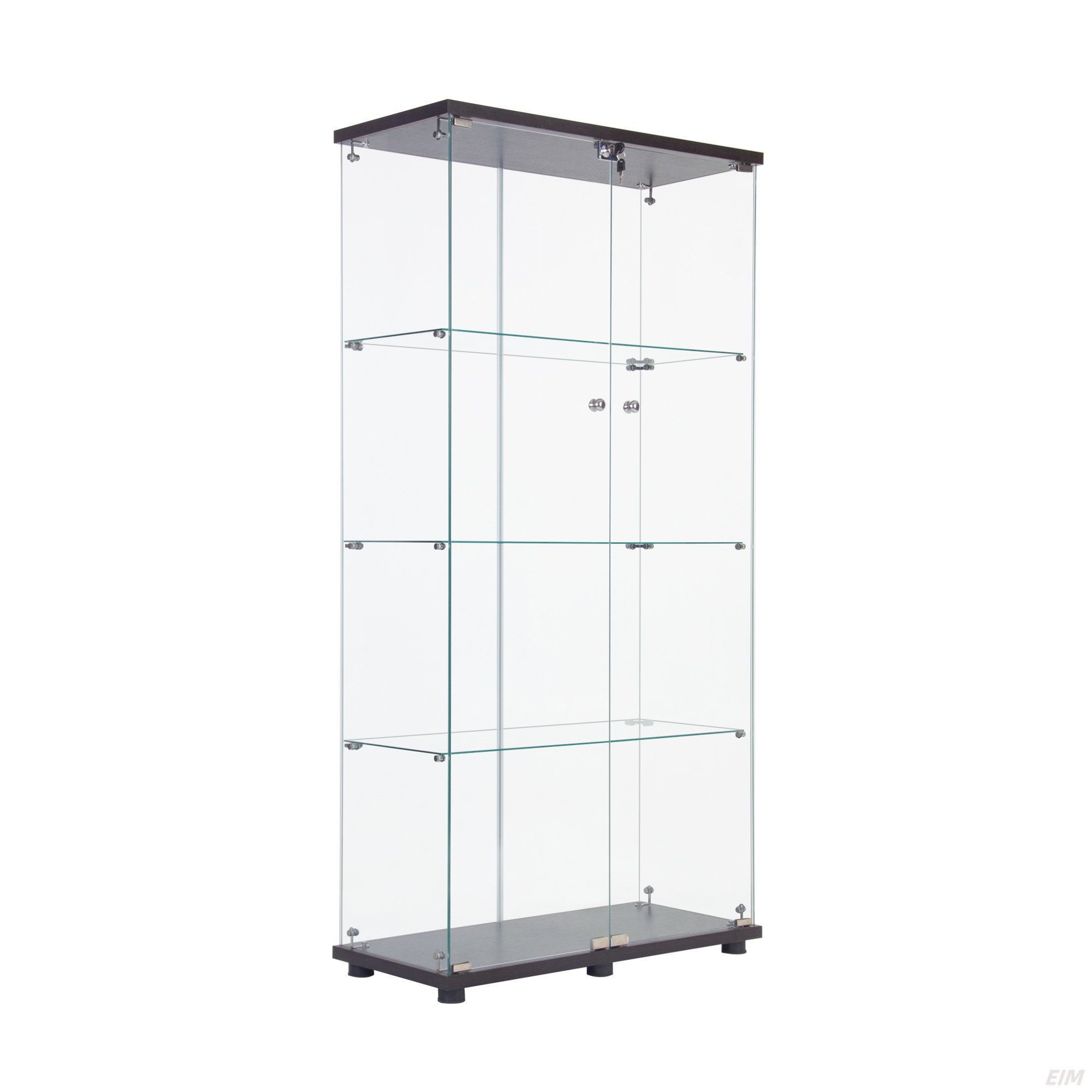 Latitude Run® 4-Tier Glass Display Cabinet, Double Door Glass Cabinet ...