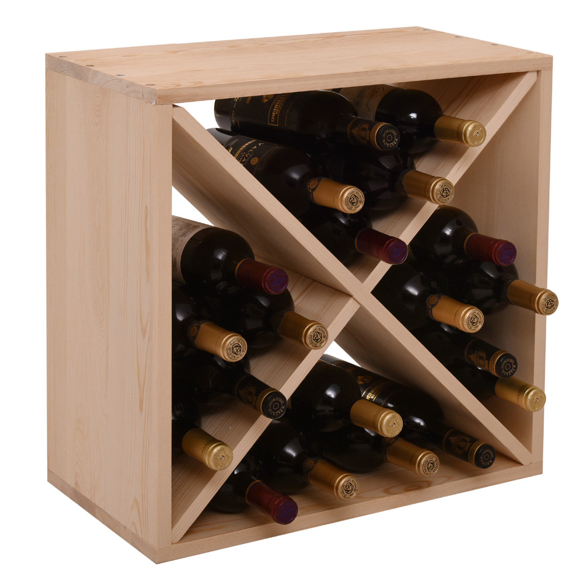 Latitude Run® Genesy 24 Bottle Solid Wood Floor Stackable Wine Bottle ...