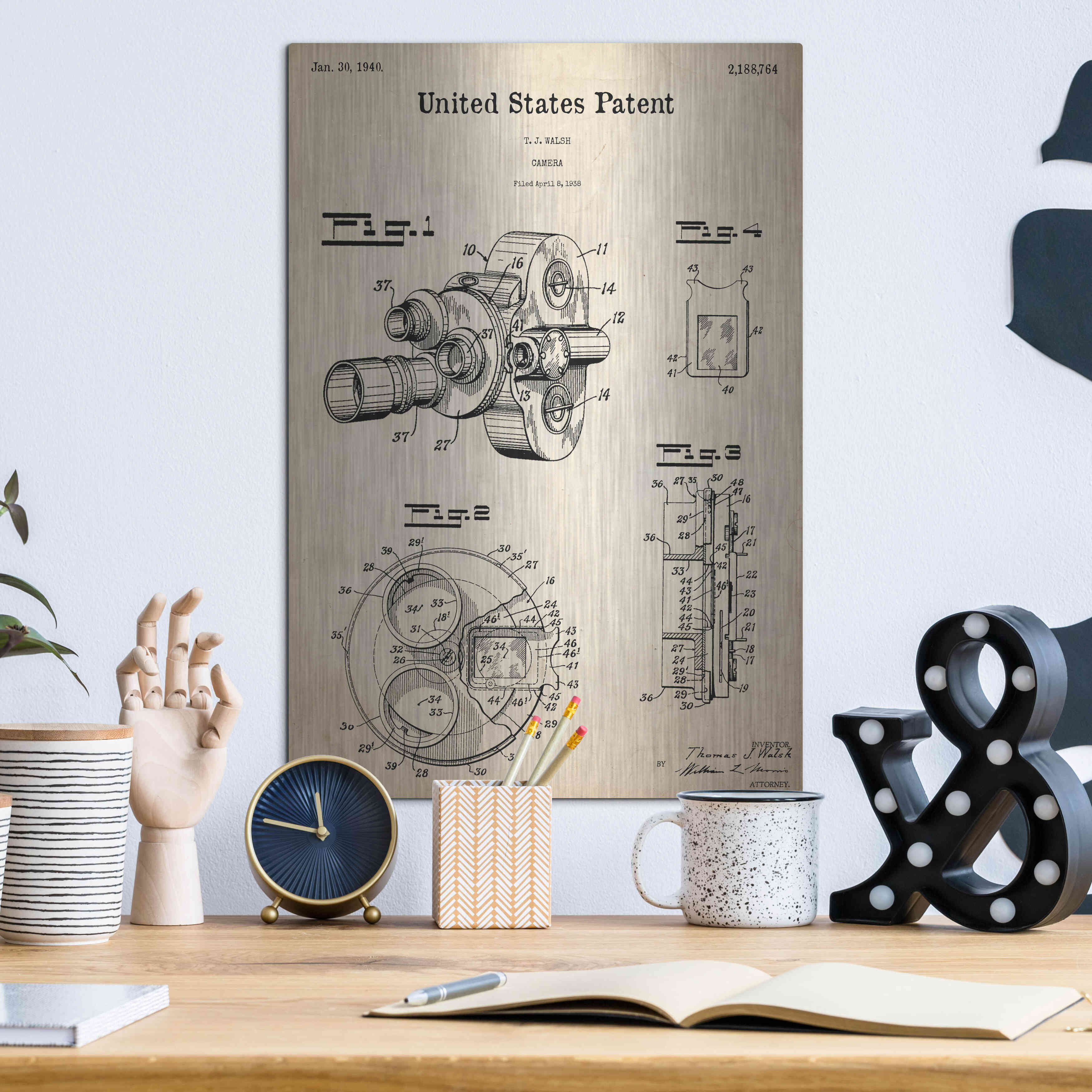 Luxe Metal Art 'Film Camera Blueprint Patent Parch " Film Camera ...