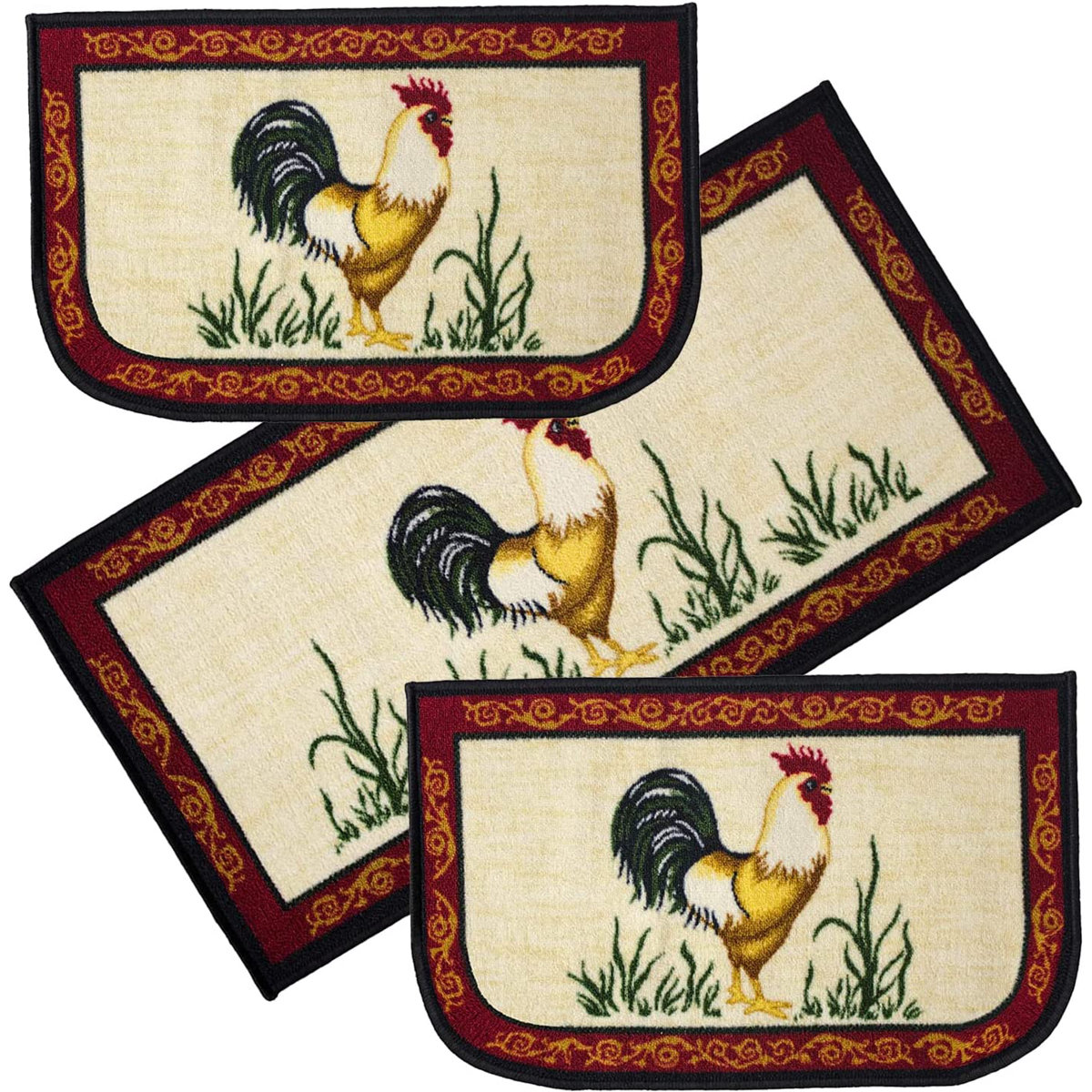 Rosalind Wheeler Amrooti Dot Rooster 3 Piece Kitchen Mat Set & Reviews ...