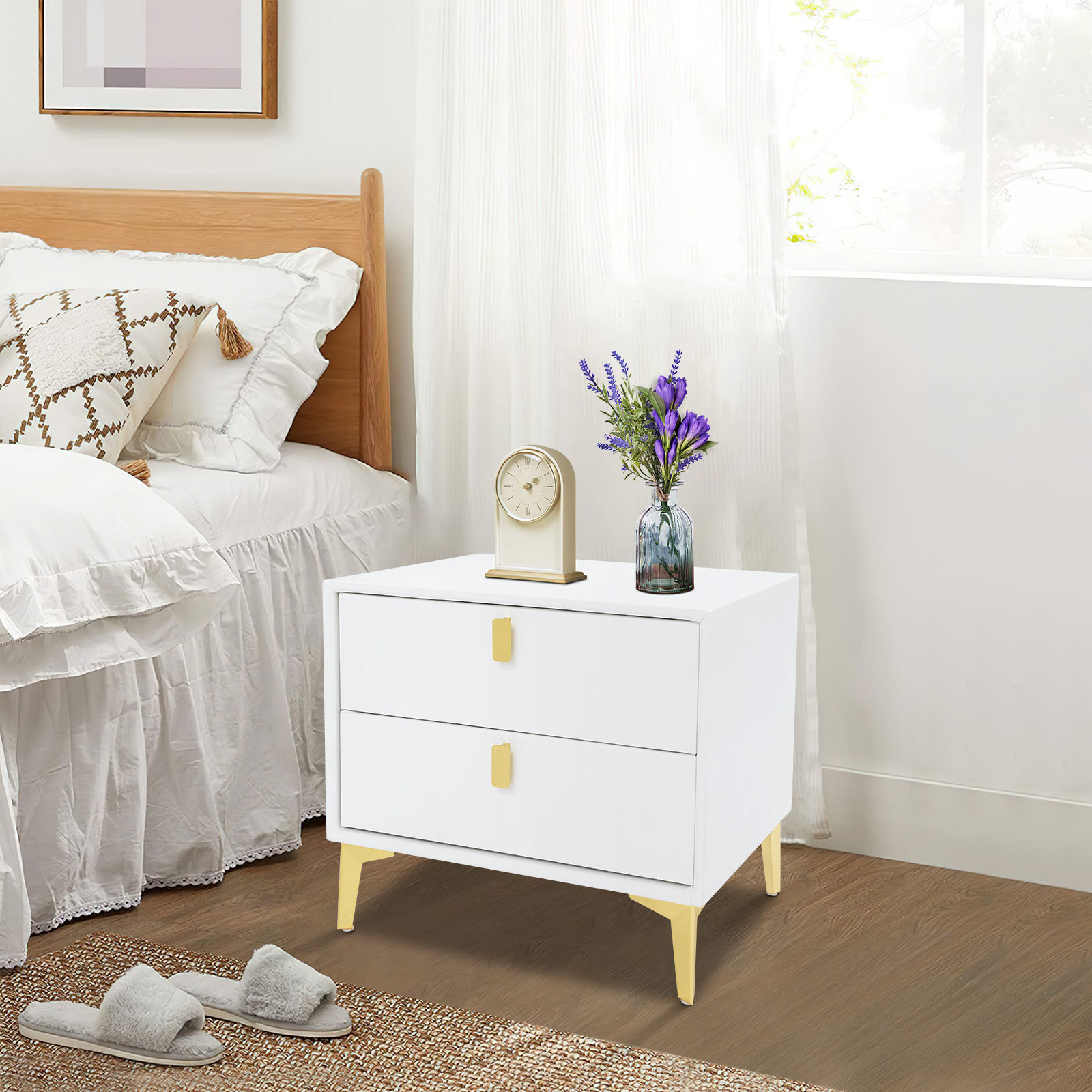 Mercer41 19.68X15.74X18.5” MDF Side Table With 2 Drawers | Wayfair