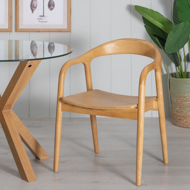 Corrigan Studio Sageville Solid Wood Backless Armchair in Natural ...